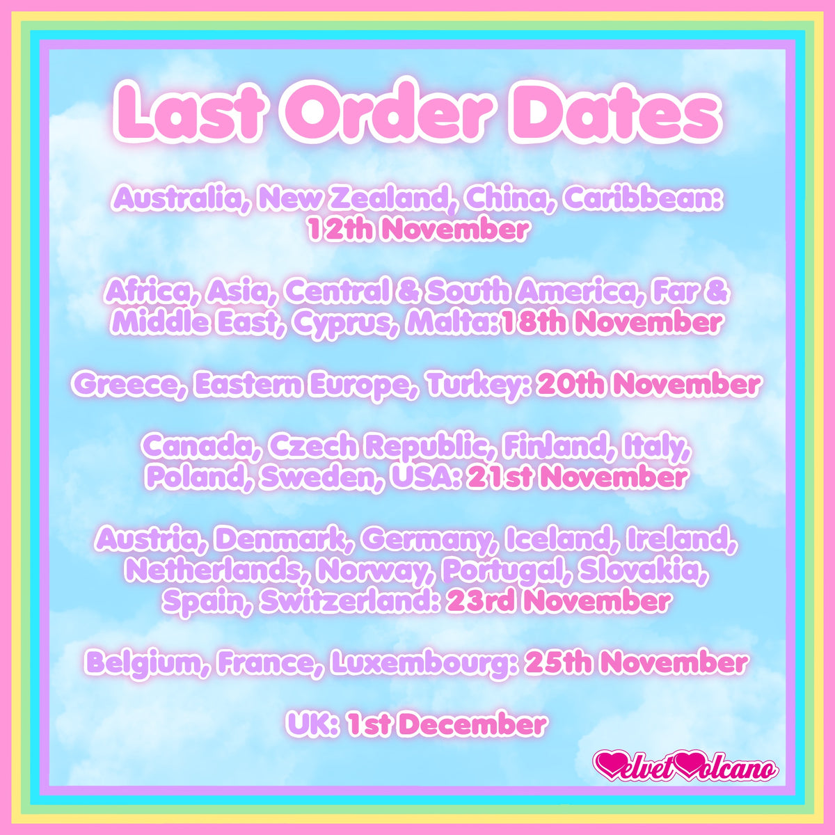 Last Order Dates for Christmas 2022 – VelvetVolcano