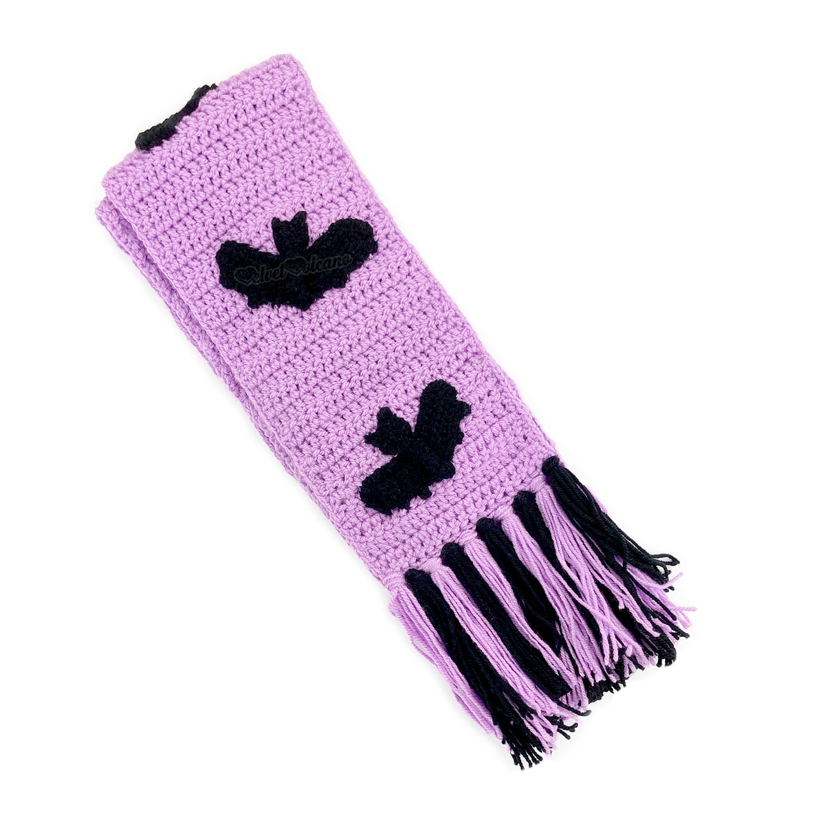 Bat Print XL Chunky Scarf with Tassels - Custom Colour Pastel Goth ...