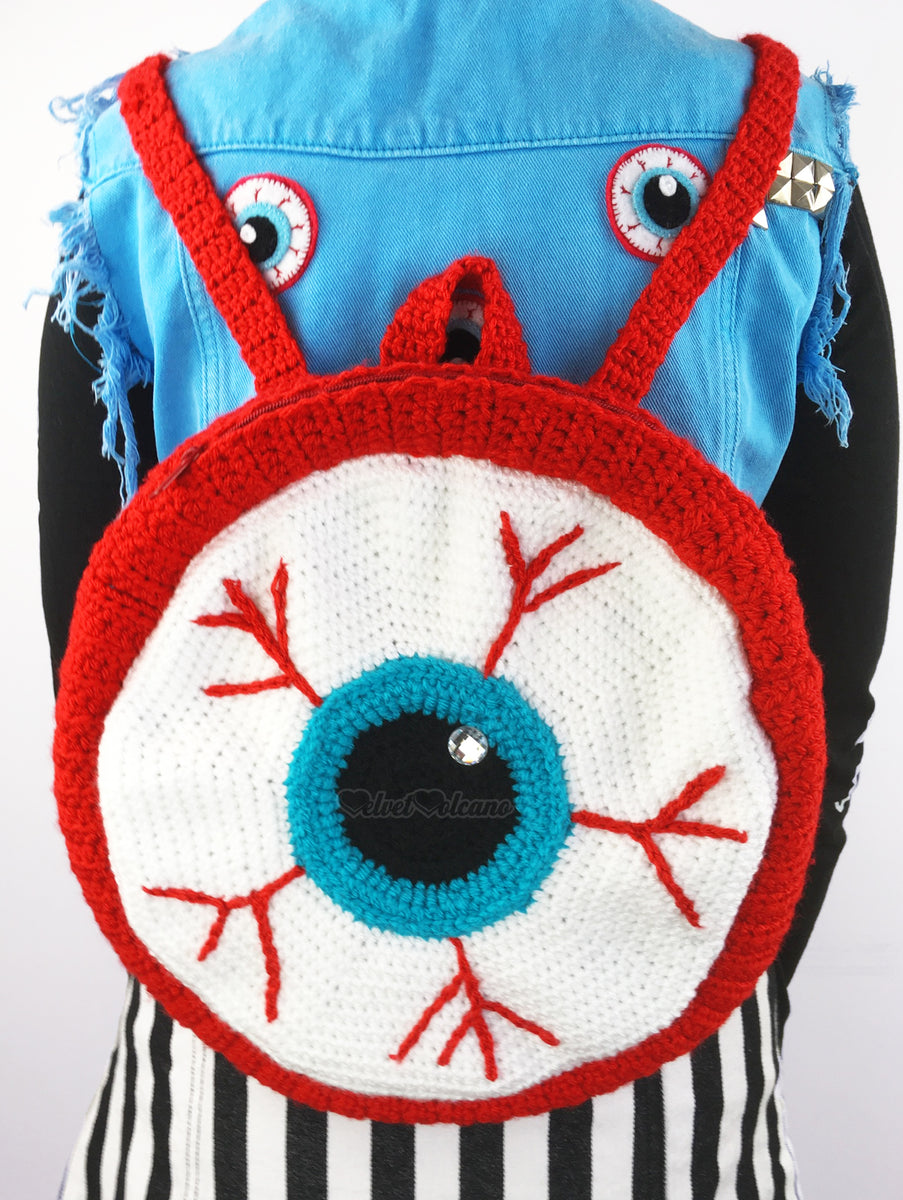 Eye See You Backpack - Crochet Spooky Eyeball Circle Bag / Rucksack by ...