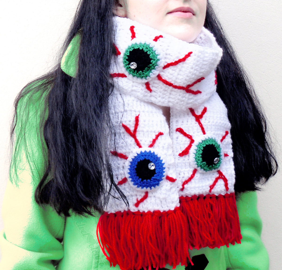 Eye See You Scarf - Spooky Eyeball Pattern Winter Scarf by VelvetVolcano