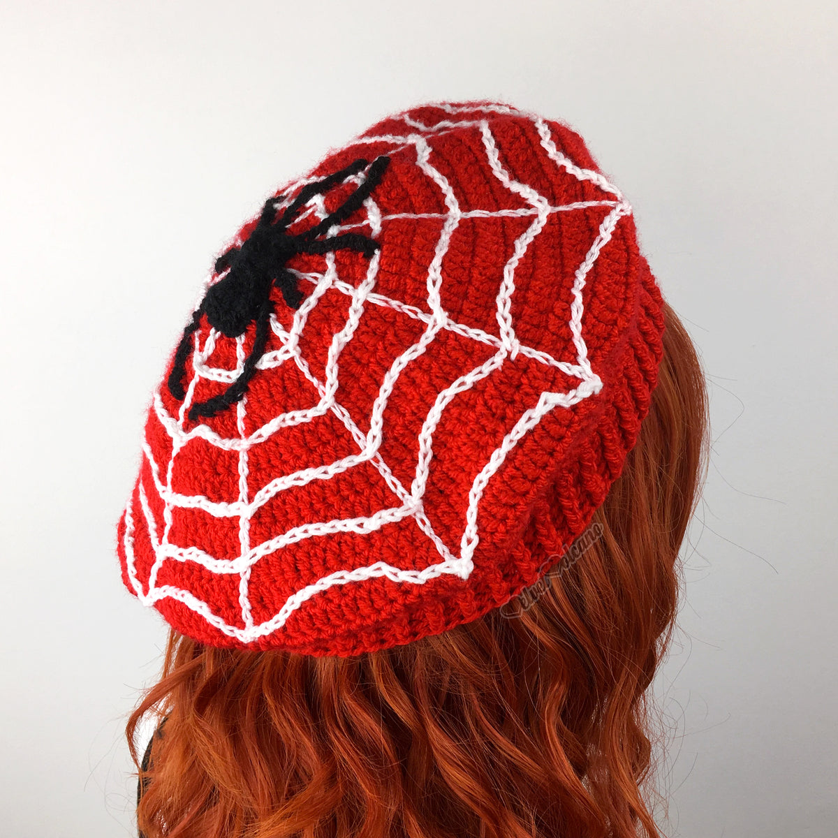 Spider Web Beret - Custom Colour Crochet Cobweb Hat by VelvetVolcano